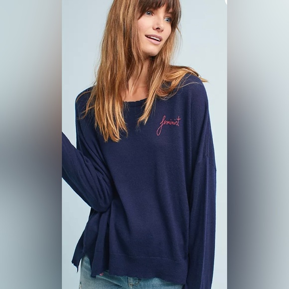 Sundry | Sweaters | Sundry Anthropologie Navy Feminist Cashmere Wool ...